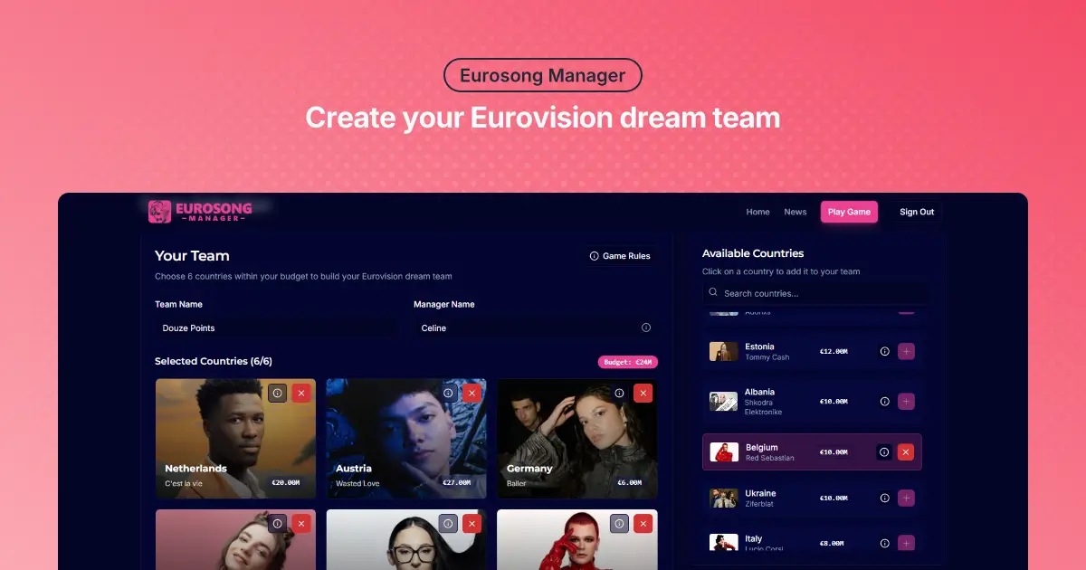 Eurosong Manager - Eurovision Prediction Game